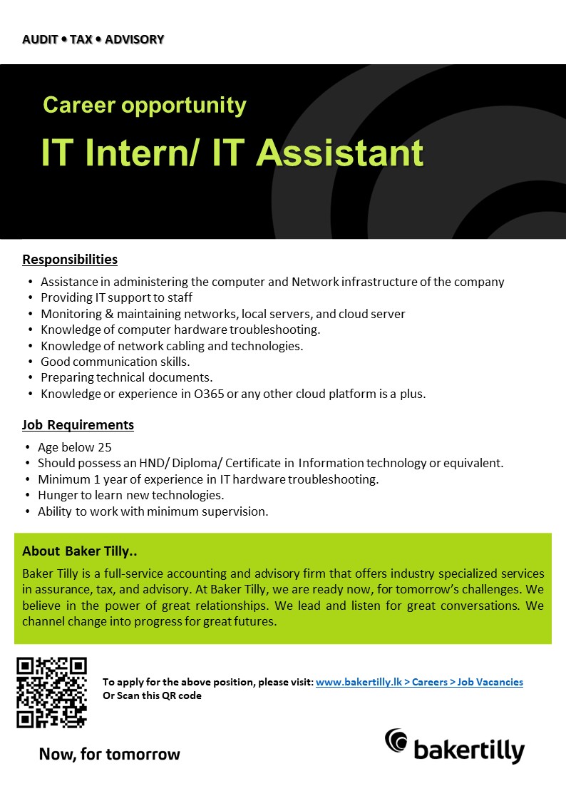 Job Vacancies - BakerTilly Sri Lanka